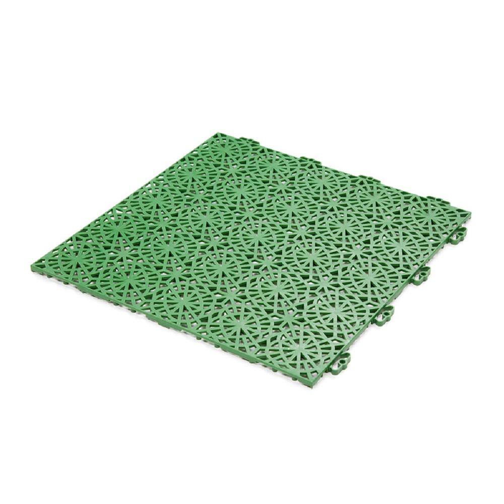 Bergo XL Tiles 1.24 ft. x 1.24 ft. PVC Deck Tiles in Spring Grass, 14 ...