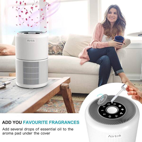 376 Sq. ft. HEPA Filter Air Purifier for Home Bedroom with 12 Fragrance Sponge 4 Stage Filtration in White 2 Pack