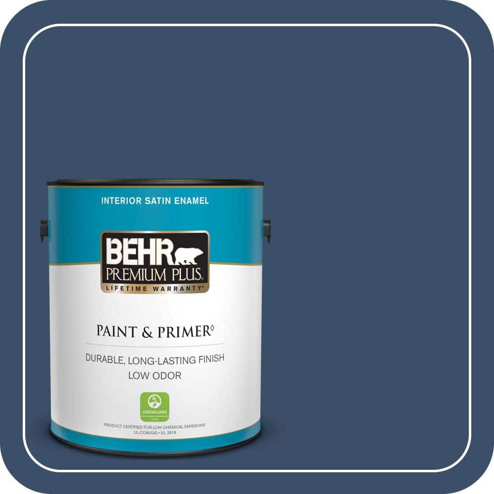 BEHR PREMIUM PLUS 1 gal. #M510-7 Inked Satin Enamel Low Odor Interior ...