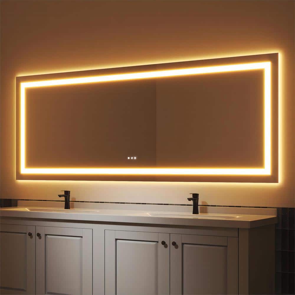ORGANNICE 36 in. W x 96 in. H Wall-Mounted Full-length Mirror LED Light ...