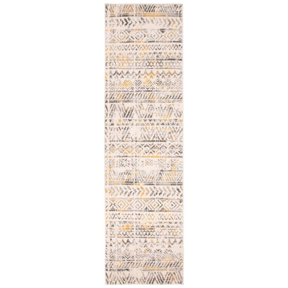 World Rug Gallery Geometric Distressed Bohemian 2 ft. x 7 ft. Yellow ...