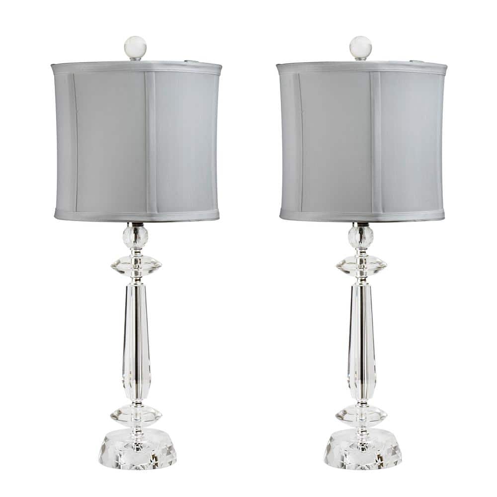 GRANDVIEW GALLERY 25.5 in. Clear Crystal Table Lamps with Chrome ...