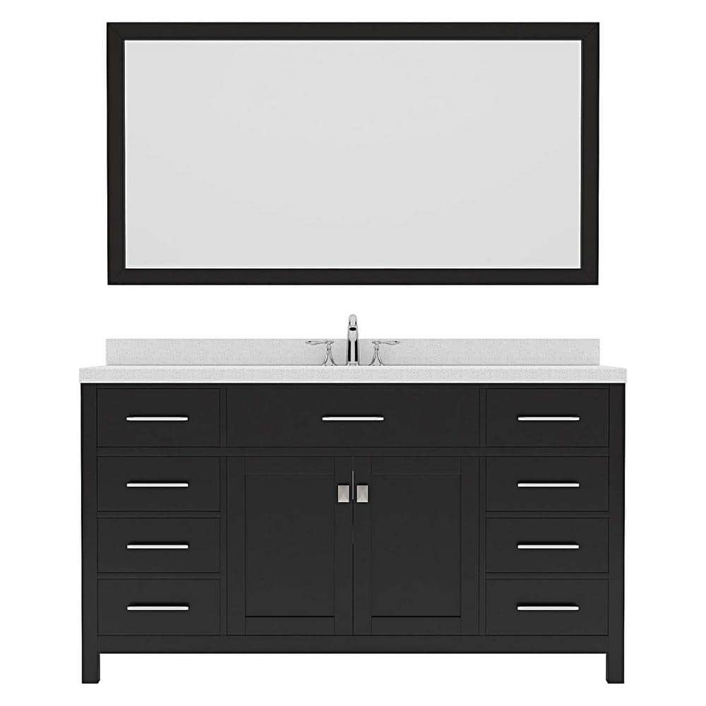 Virtu USA Caroline 60 in. W x 22 in. D x 35 in. H Single Sink Bath ...