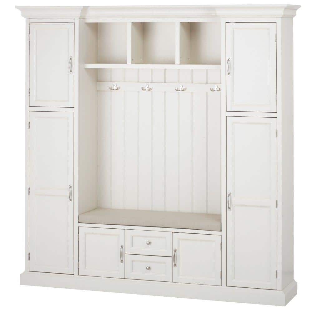 Home Decorators Collection Royce 79 in. Polar Off-White Hall Tree ...