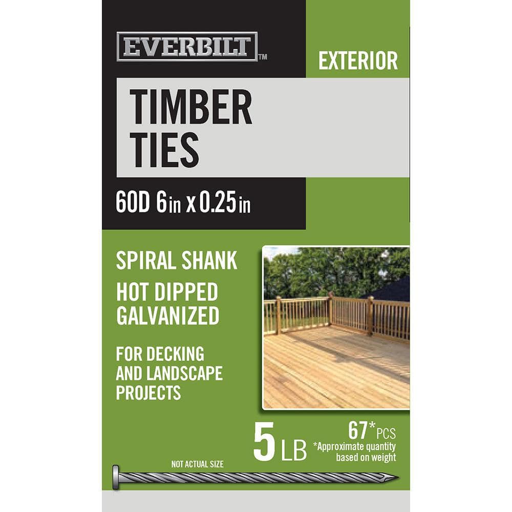 Everbilt 60D 6 in. Timber Tie Nails Hot Dipped Galvanized 5 lbs ...