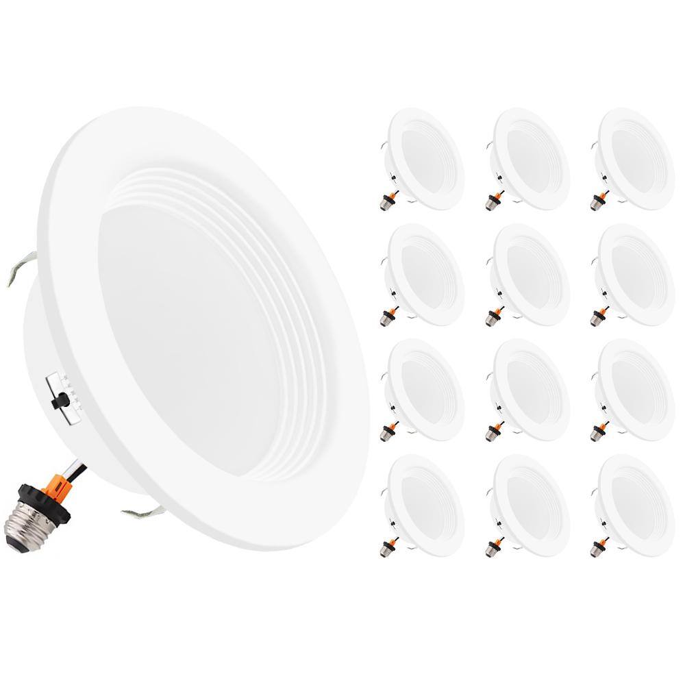 Maxxima 12Pk 4in 5 CCT Retrofit Recessed LED Downlight w/E26 Quick ...