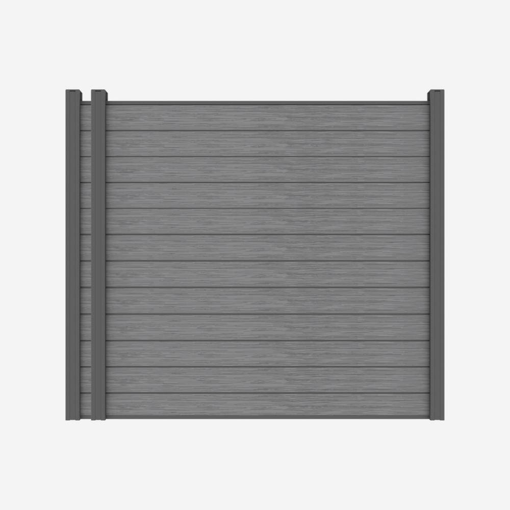 LH EP Complete Kit 6 ft. x 6 ft. Embossed Gray WPC Composite Fence ...