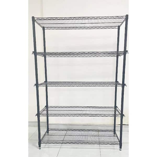 HDX 5-Tier Adjustable Steel Wire Shelving Unit in Black (48 in. W x 72 ...