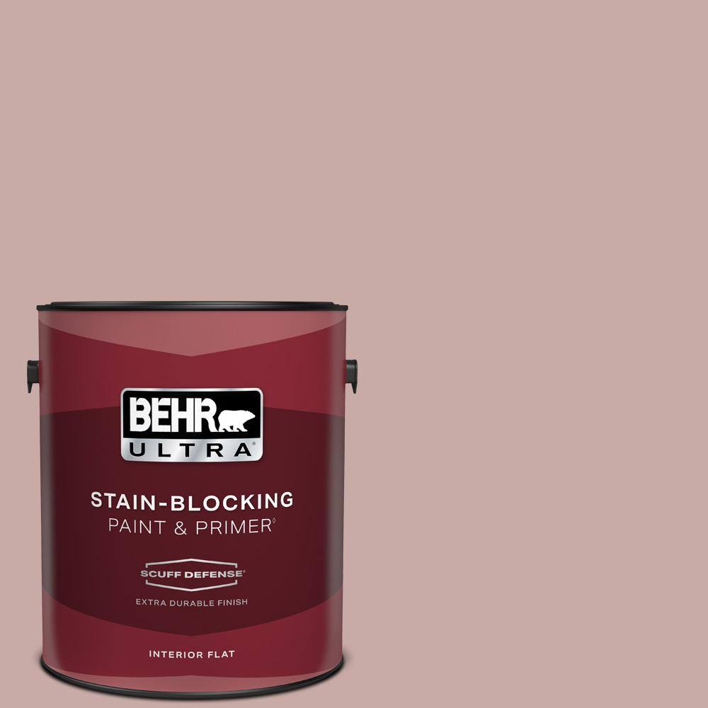 BEHR ULTRA 1 gal. #130E-3 Rosy Tan Extra Durable Flat Interior Paint ...