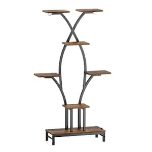 BYBLIGHT Wellston 70.87 in. Brown Black Rectangle Tall MDF and Metal ...
