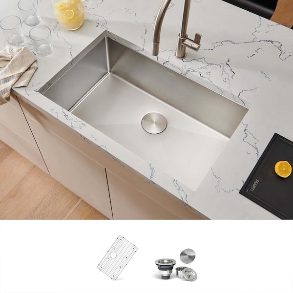 Ruvati Parmi 31 in. Undermount Single Bowl 16-Gauge Stainless Steel ...