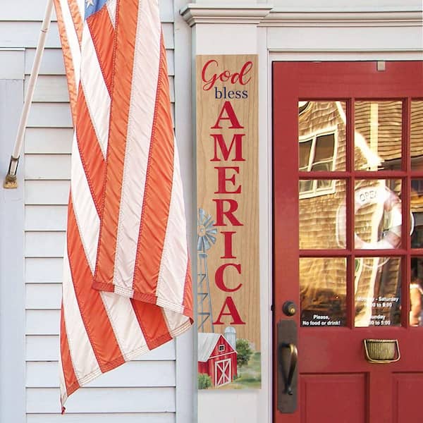 Glitzhome 42 in. W Wooden Patriotic Porch Sign 2004000006 - The Home Depot