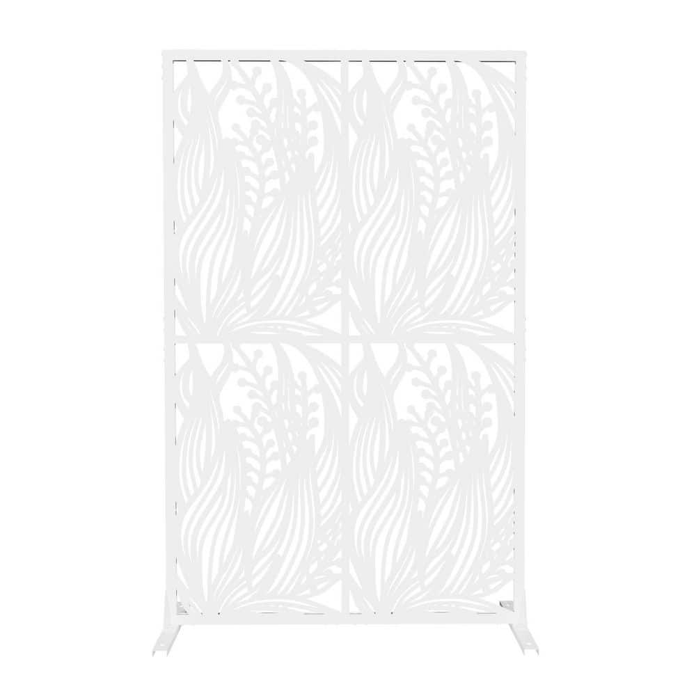 Zeus & Ruta 6 ft. H x 3.8 ft. W White Leaf Shape Metal Privacy Screen ...