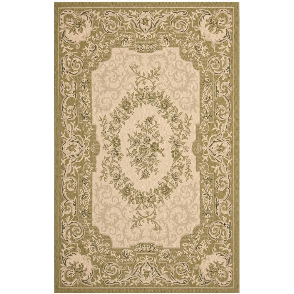 SAFAVIEH Courtyard Cream/Green 5 ft. x 8 ft. Border Indoor/Outdoor ...