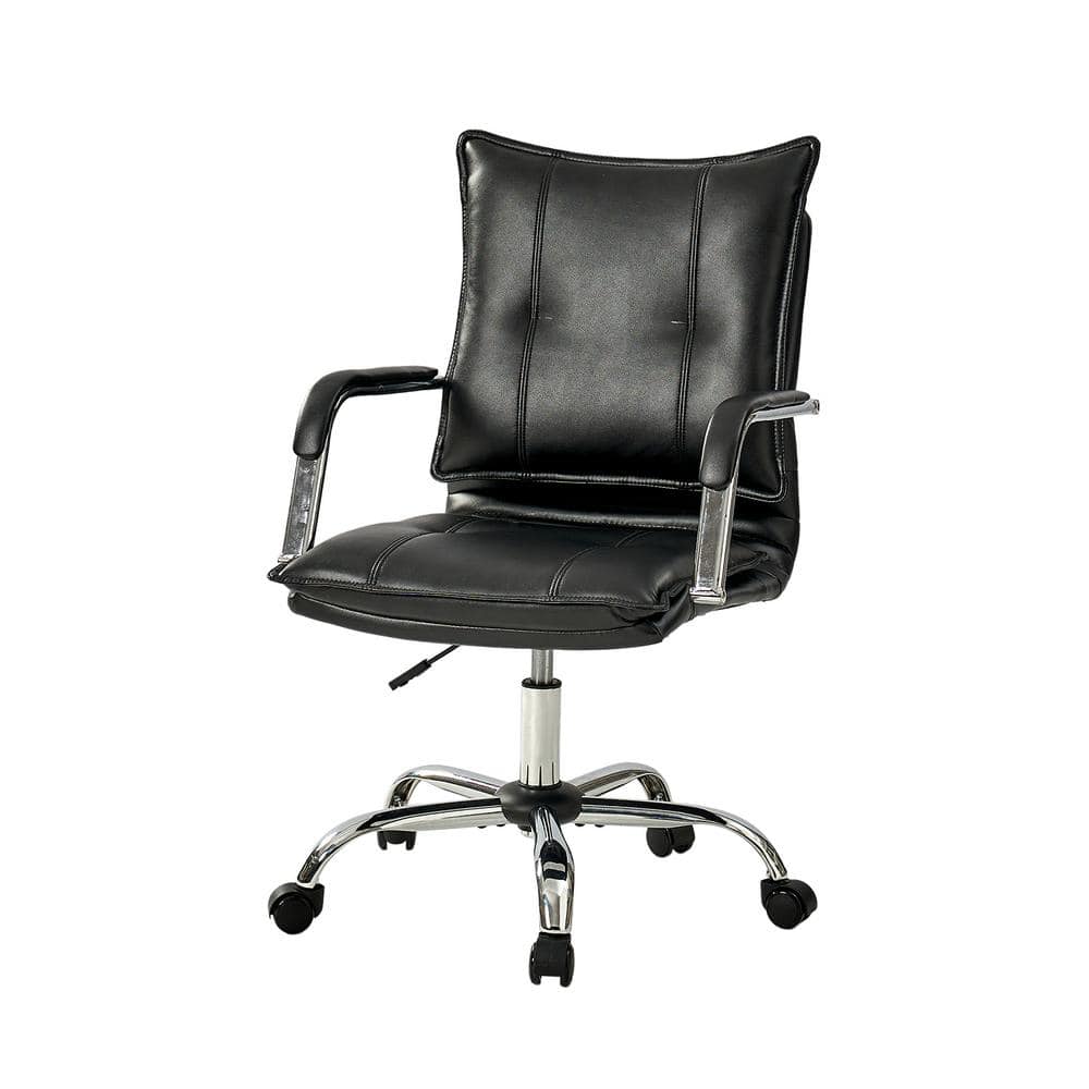 JAYDEN CREATION Dud Black Modern Faux leather Swivel Task Chair with ...