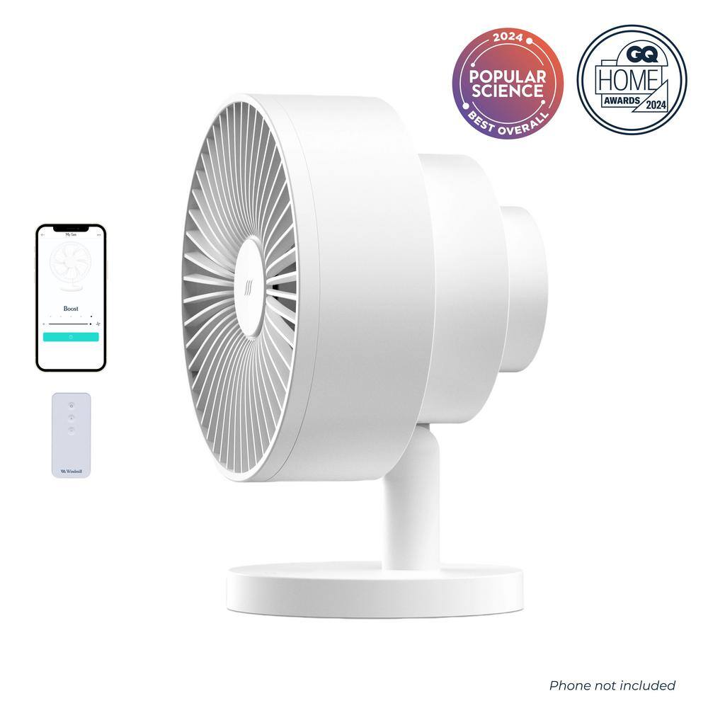 Windmill Smart Whisper-Quiet 8 in. Air Circulator and Desk Fan with 5 ...