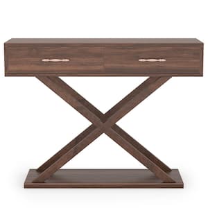 BYBLIGHT 43 in. x 32 in. Retro Brown Rectangle Engineered wood Console ...