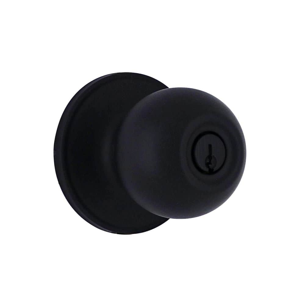 Defiant Ball Matte Black Keyed Entry Door Knob TWX900B - The Home Depot