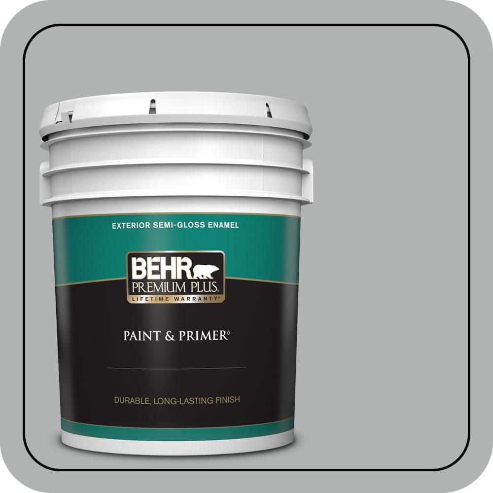 BEHR PREMIUM PLUS 5 gal. #PPU26-08 Silverstone Semi-Gloss Enamel ...
