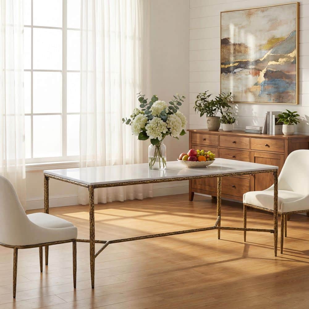 CHRISTOPHER KNIGHT HOME Scarlett White Plus Forged Brass Wood Top 70.87 ...