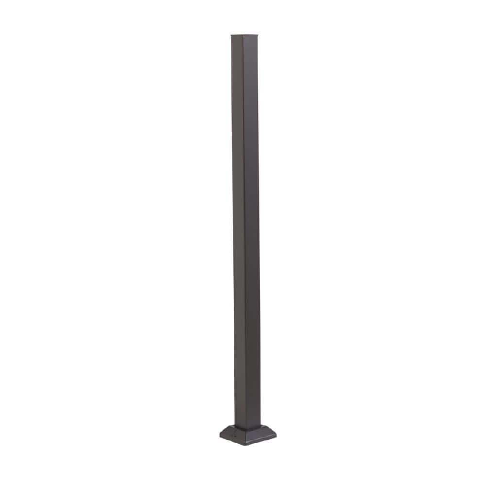 FORTRESS Fe26 2 in. x 45.5 in. Black Steel Railing Post with 4-in Base ...