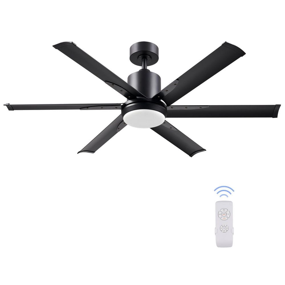 Merra 52 in. LED Indoor Black Ceiling Fan with Remote Control CFN-1203 ...