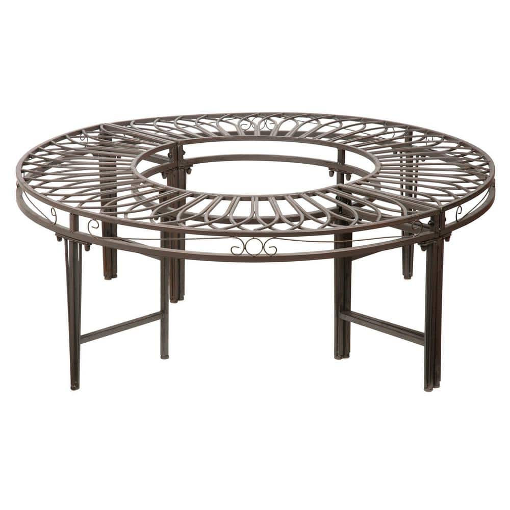 Design Toscano Gothic Roundabout 2-Person 47 in. W Black Steel Outdoor ...