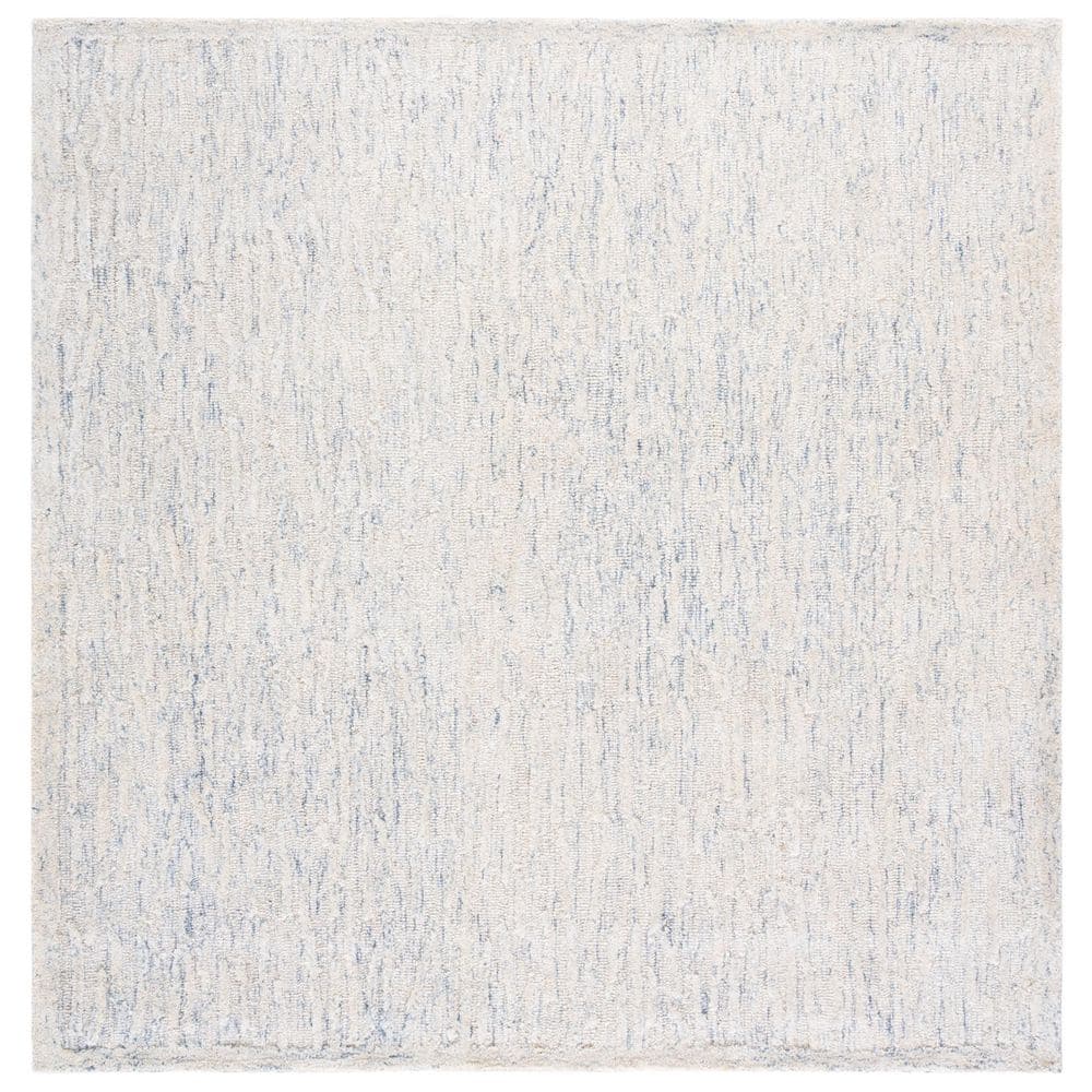 SAFAVIEH Ebony 6 ft. x 6 ft. Blue/Ivory Solid Color Distressed Square ...