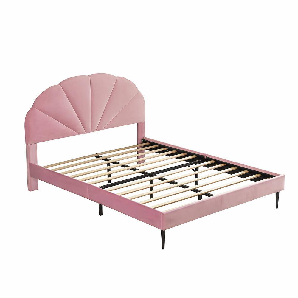 Ahokua Pink Frame Full Size of Luxury Velvet Platform Bed with Seashell ...