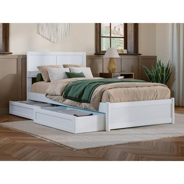 AFI Lylah White Solid Wood Frame Twin XL Platform Bed with Panel ...