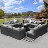 NICESOUL Luxury Gray 13-Piece 12-Seats Wicker Patio Fire Pit Sofa Set ...