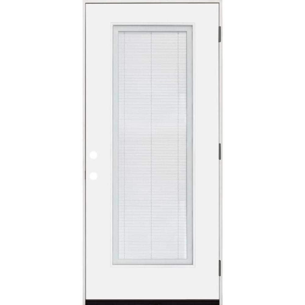 Steves & Sons Legacy 24 in. x 80 in. Full Lite Micro Blind LHOS White ...
