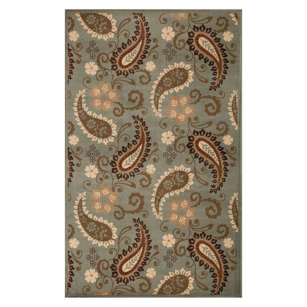 SUPERIOR Parkway Slate 8 ft. x 10 ft. Modern Vintage Paisley Indoor ...