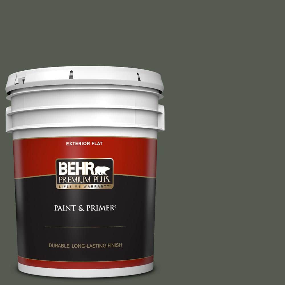 BEHR PREMIUM PLUS 5 gal. #N410-7 North Woods Flat Exterior Paint ...