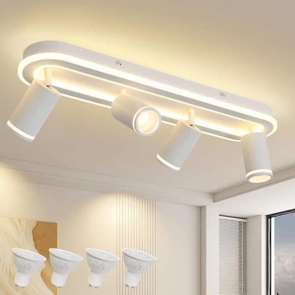 1.95 ft. White LED Ceiling Mounted Hardwired Track Lighting Kit with ...