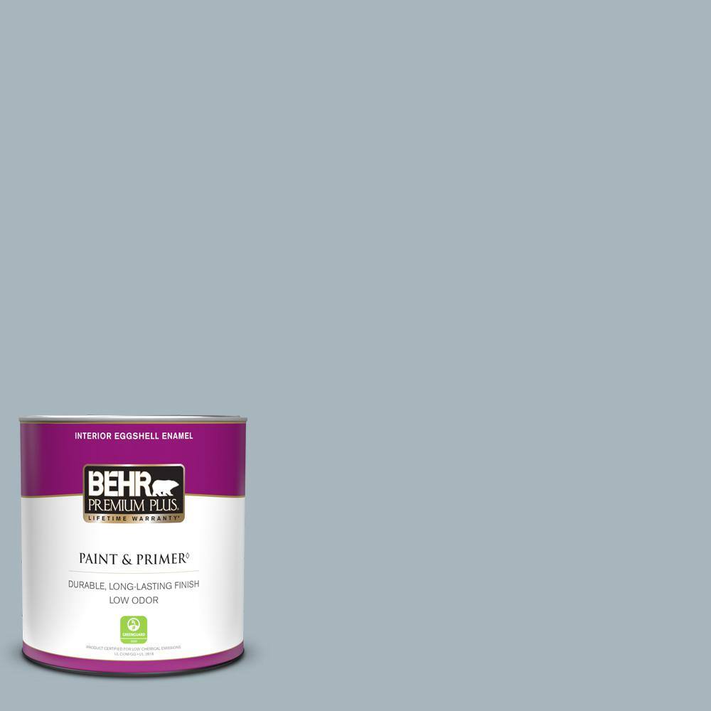 BEHR PREMIUM PLUS 1 qt. #N480-3 Shadow Blue Eggshell Enamel Low Odor ...