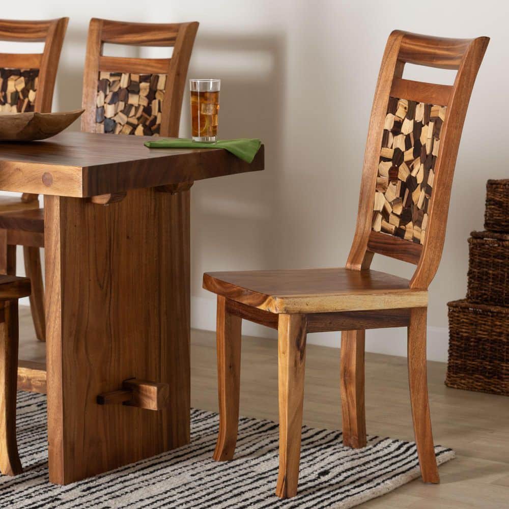 bali & pari Luan Natural Brown Suar Wood Dining Chair 262-14332-HD ...