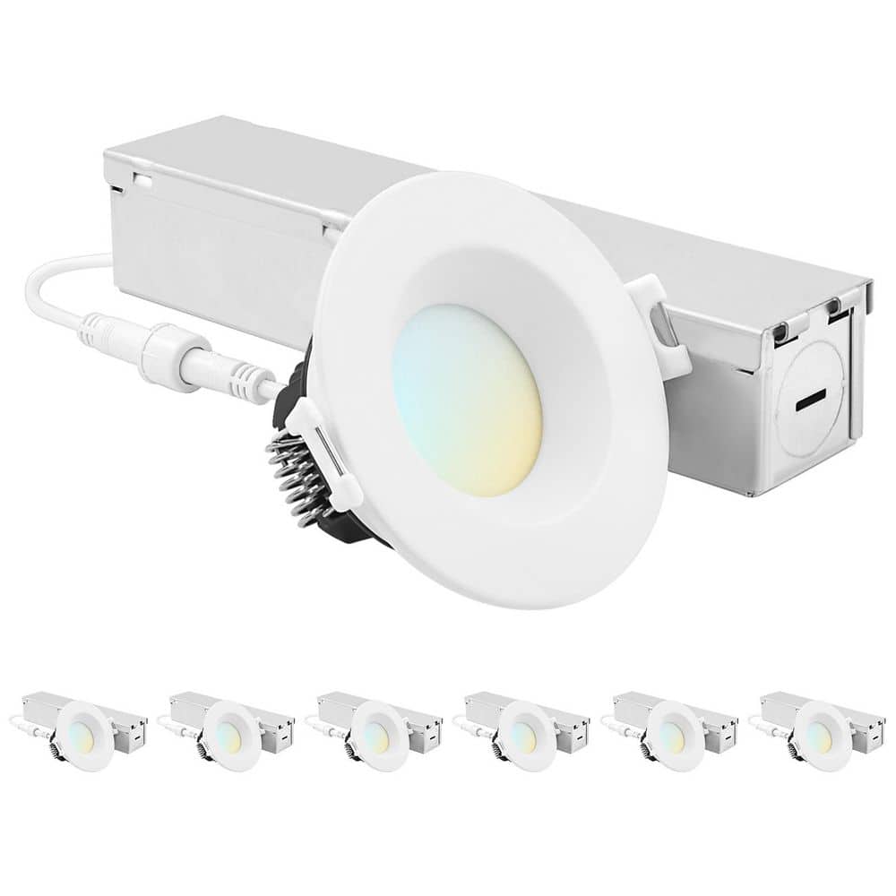 LUXRITE 2 in. Integrated LED Recessed Light J-Box 8 Watts 5CCT 660 ...