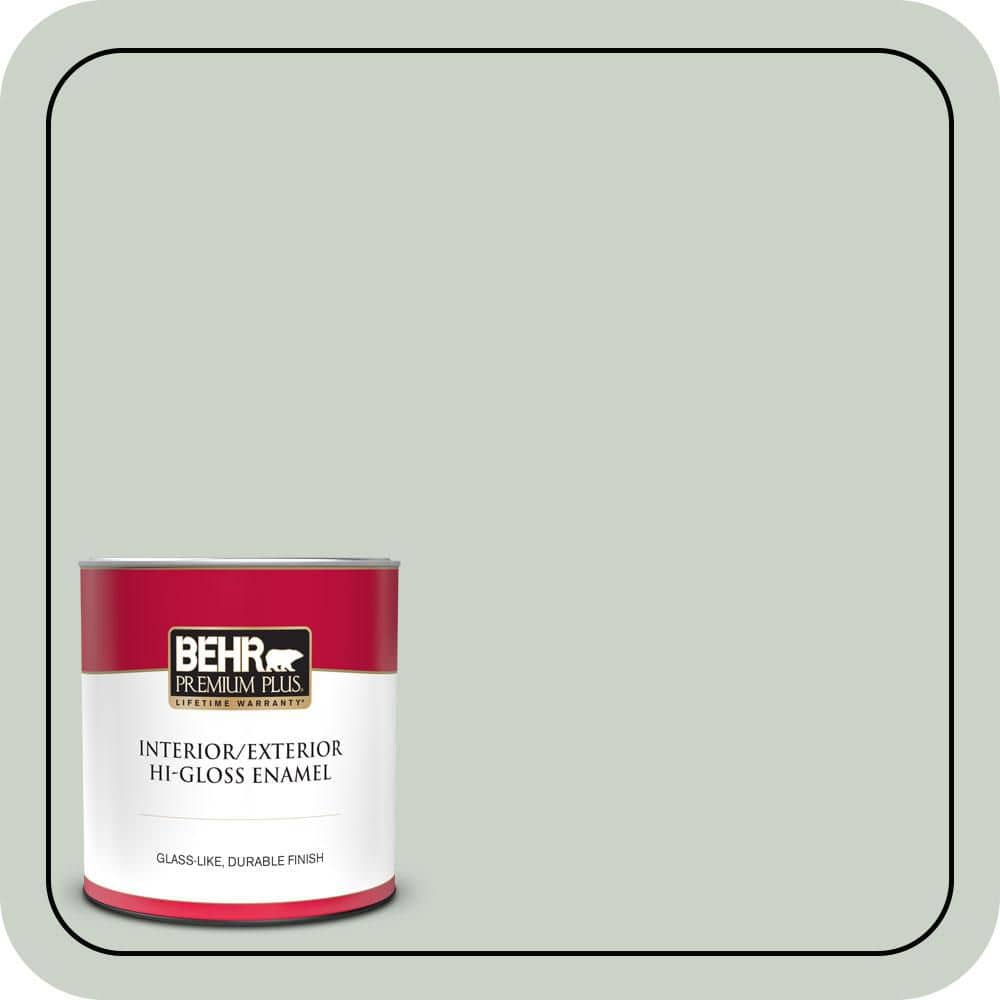 BEHR PREMIUM PLUS 1 qt. #MQ3-48 Shy Green Hi-Gloss Enamel Interior ...