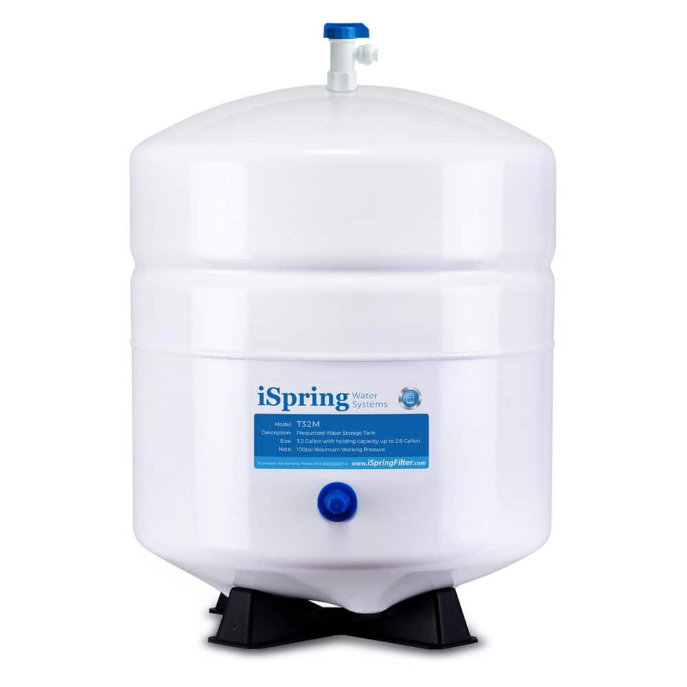 ISPRING 3.2 Gal. Metal Pressurized Reverse Osmosis Water Storage Tank ...