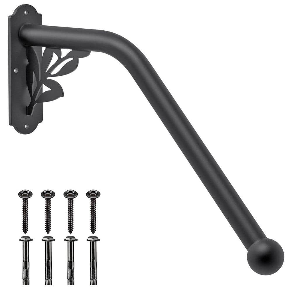 NVNOO 1.3 in. Dia x 24 in. Iron Handrail for Outdoor Steps Garage ...