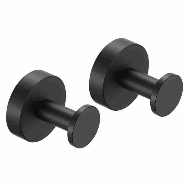 Tahanbath Round Base J-Hook with Screws-Matte Black Towel Hook in Black ...