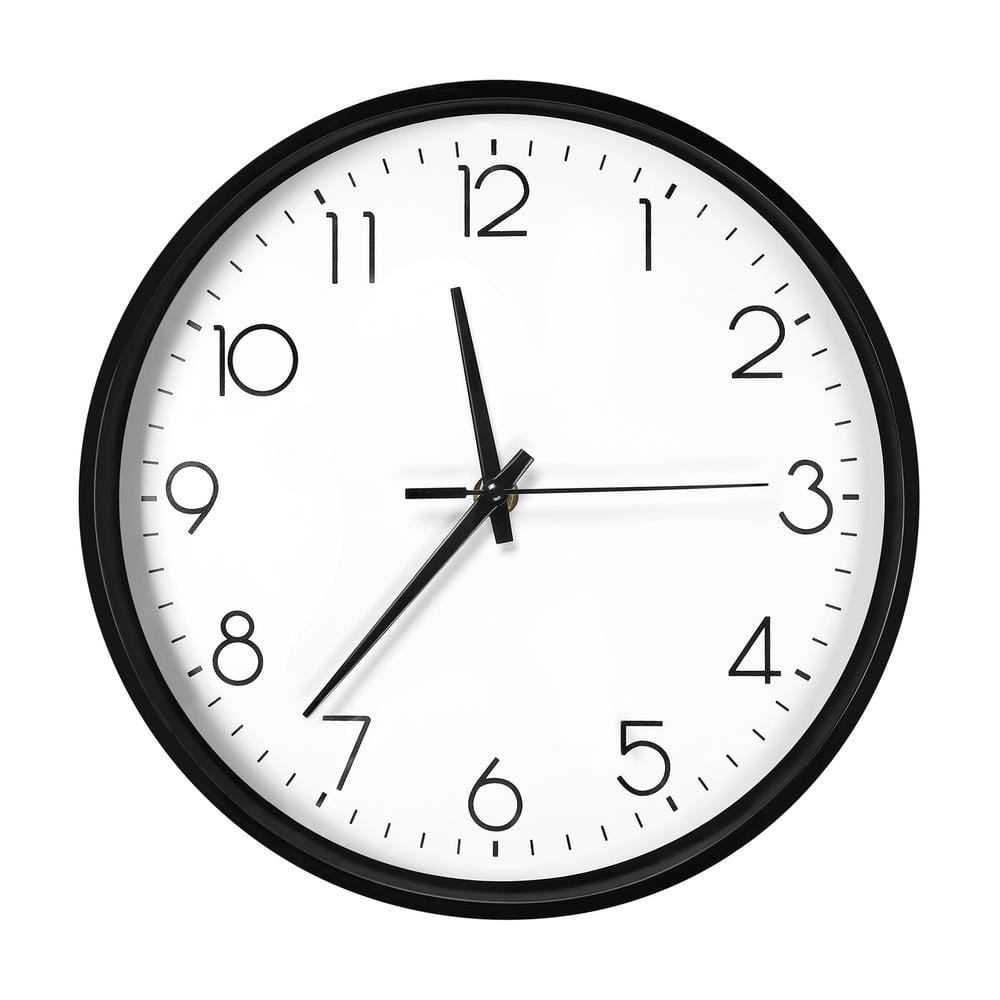 Oumilen 10 in. Silent Modern Black Decorative Plastic Wall Clock HD-733 ...