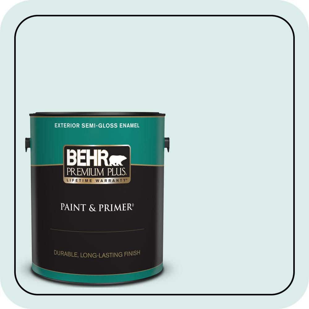 BEHR PREMIUM PLUS 1 gal. #510E-1 Ice Folly Semi-Gloss Enamel Exterior ...