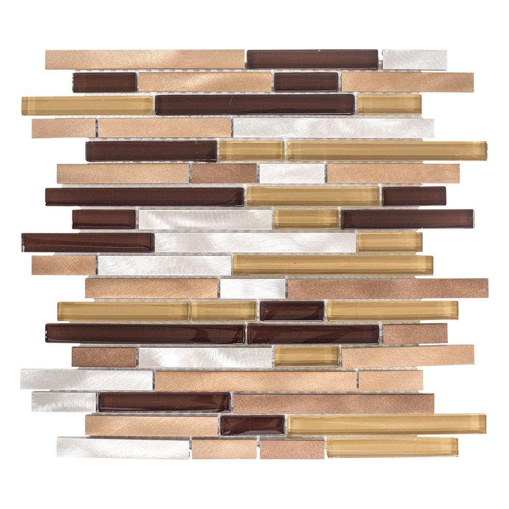 Jeffrey Court Silver Mountain 12.5 in. x 12 in. x 8 mm Glass/Metal ...