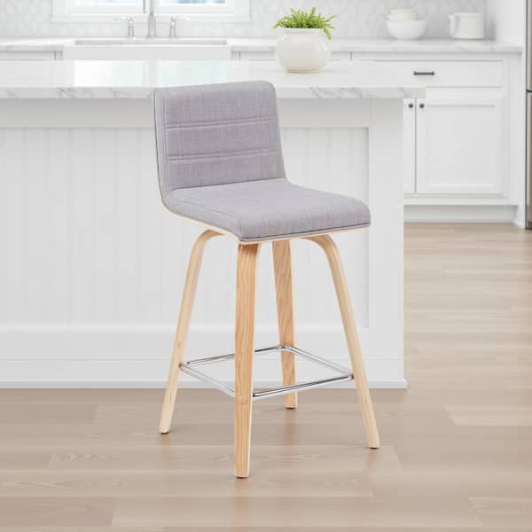 Armen Living Vienna 26 in. Counter Height Gray Upholstered Swivel ...