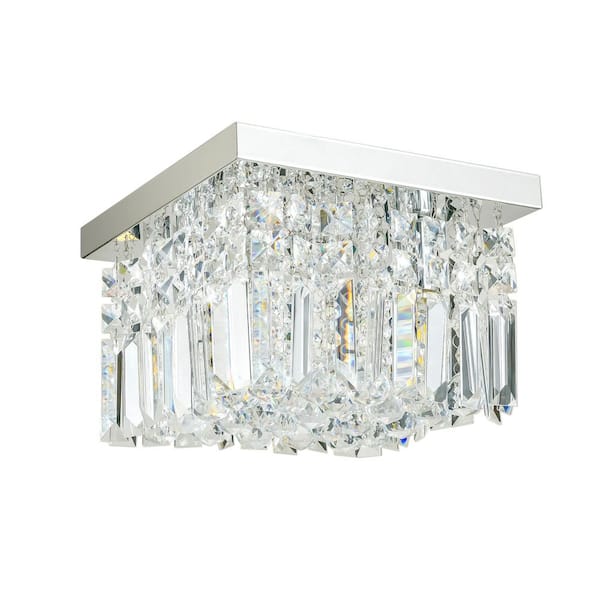Modern Series 9.85 in. 2-Light Silver Simple Flush Mount with Glass ...