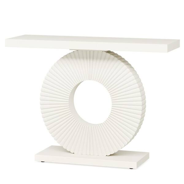 BYBLIGHT Turrella 40 in. White Rectangle MDF Console Table with ...