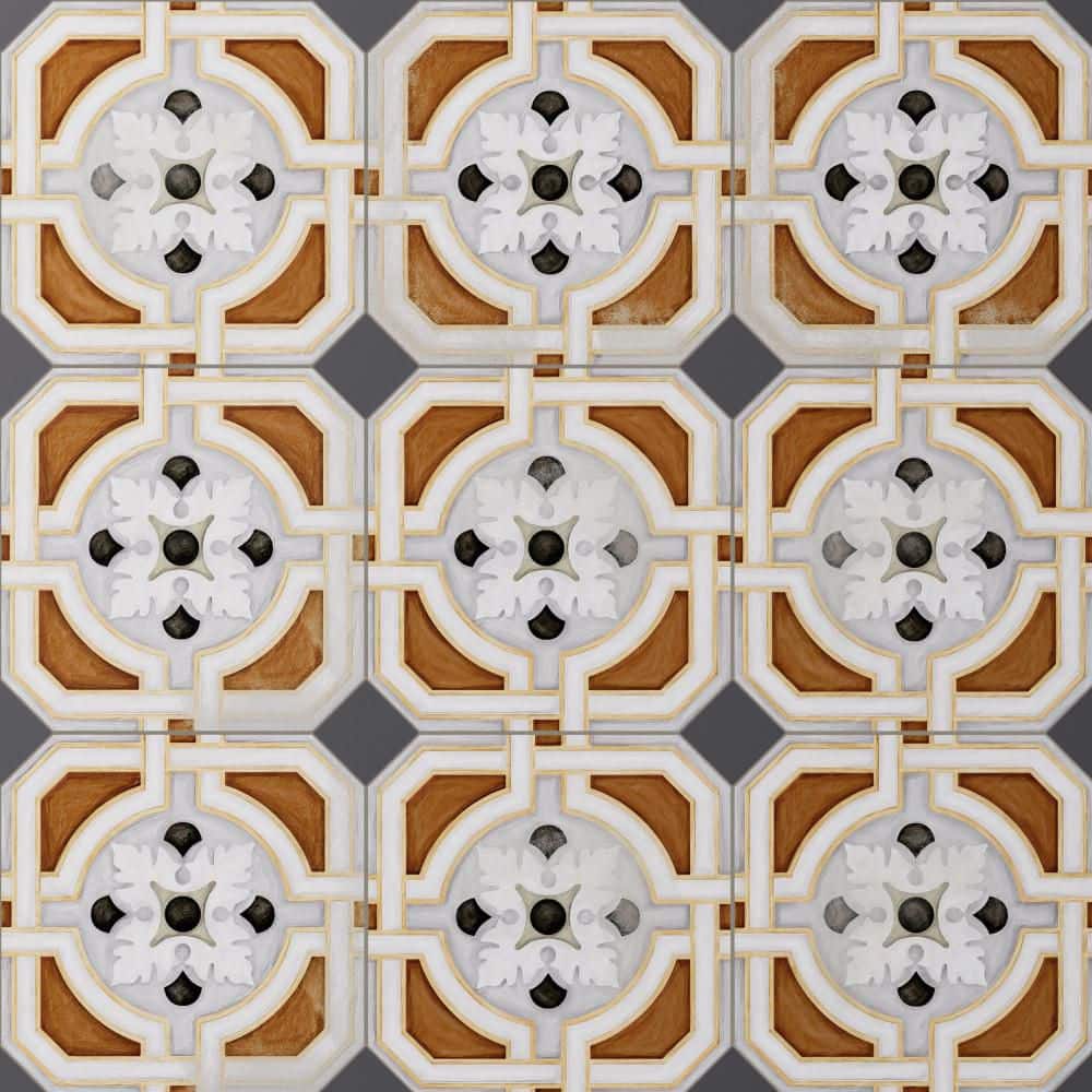 Merola Tile Vaudeville Octagon Deco Zimer with Taco Antracita 8 in. x 8 ...