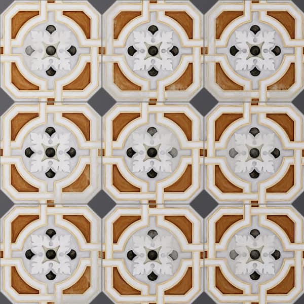Merola Tile Vaudeville Octagon Deco Zimer with Taco Antracita 8 in. x 8 ...